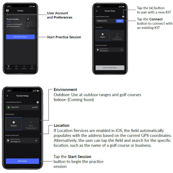 How do I setup my session using the Session Setup screen in the app?